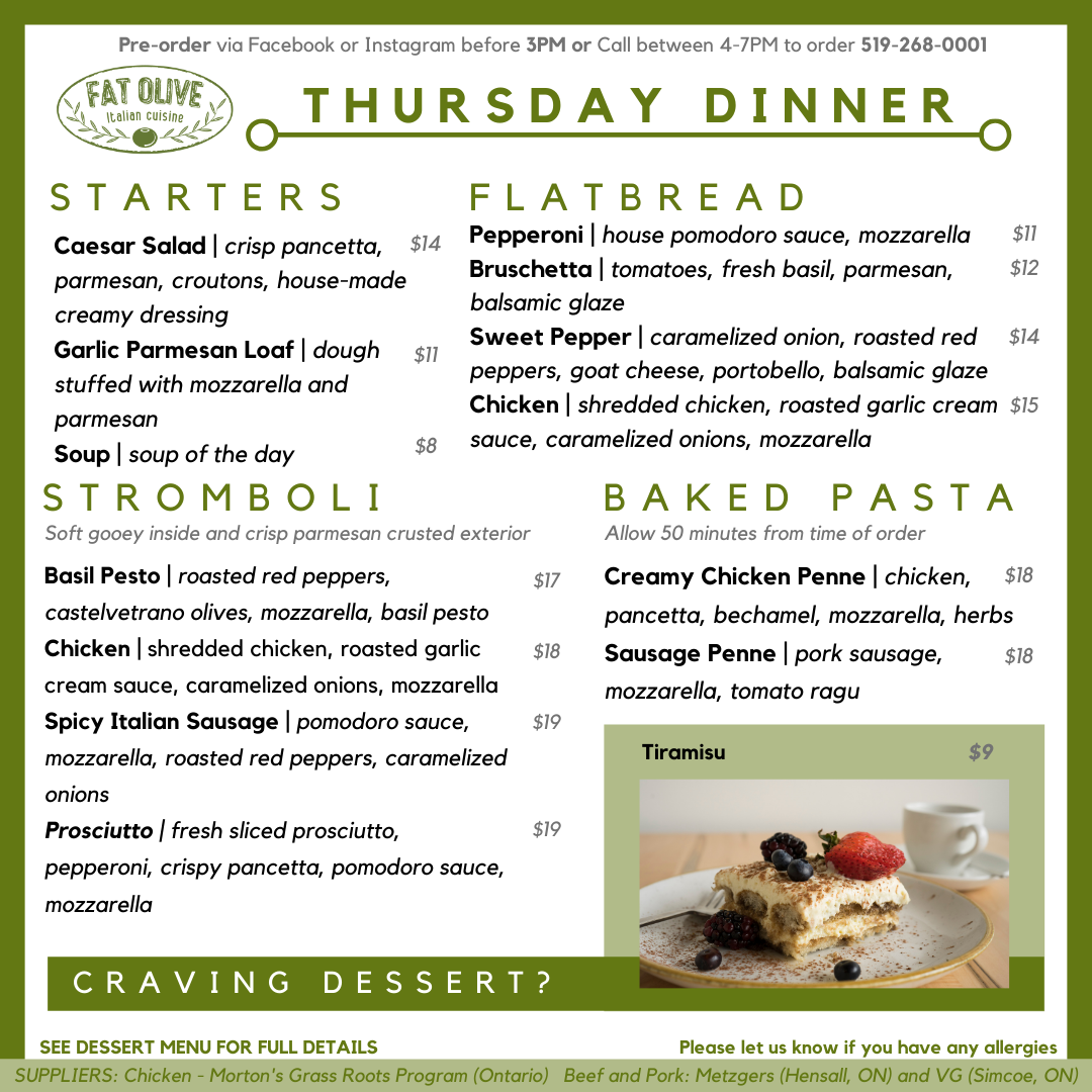 Takeout Menu - Fat Olive