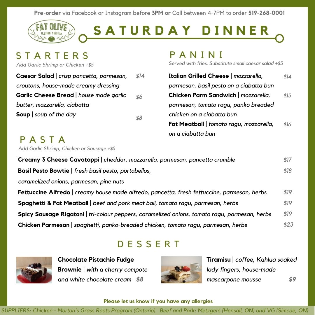 Takeout Menu - Fat Olive